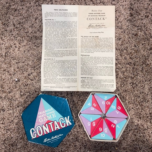 Toys | Vintage 1962 Contack Triangle Matching Game Parker Brothers ...